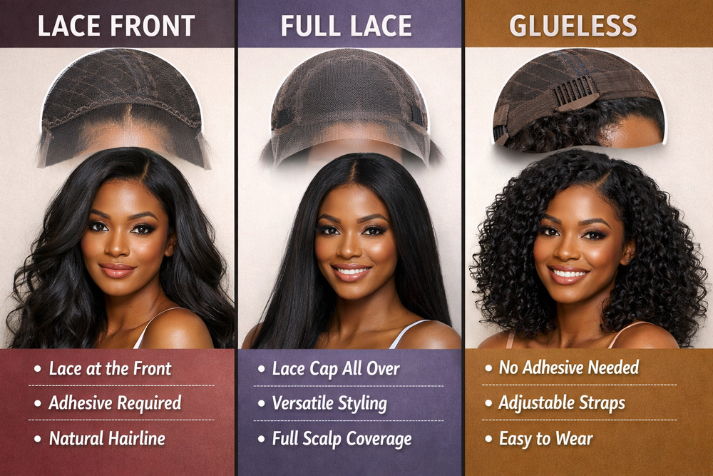 Lace Front vs. Full Lace vs. Glueless